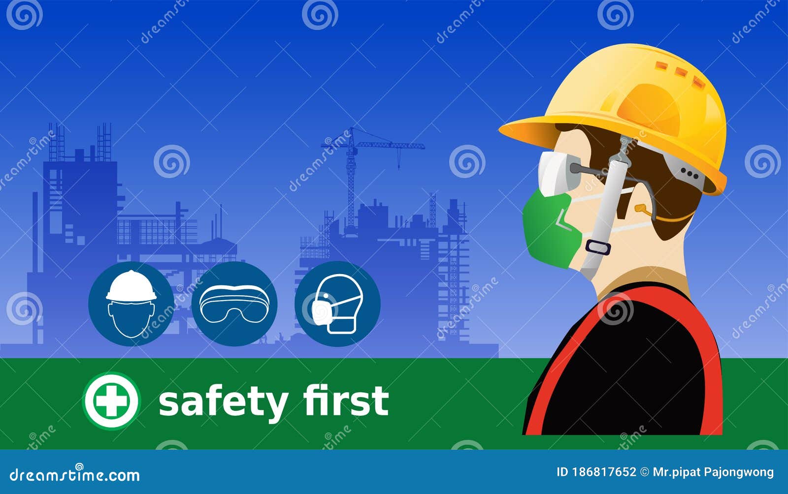 Safety First Concept , Construction Site Stock Vector - Illustration of ...