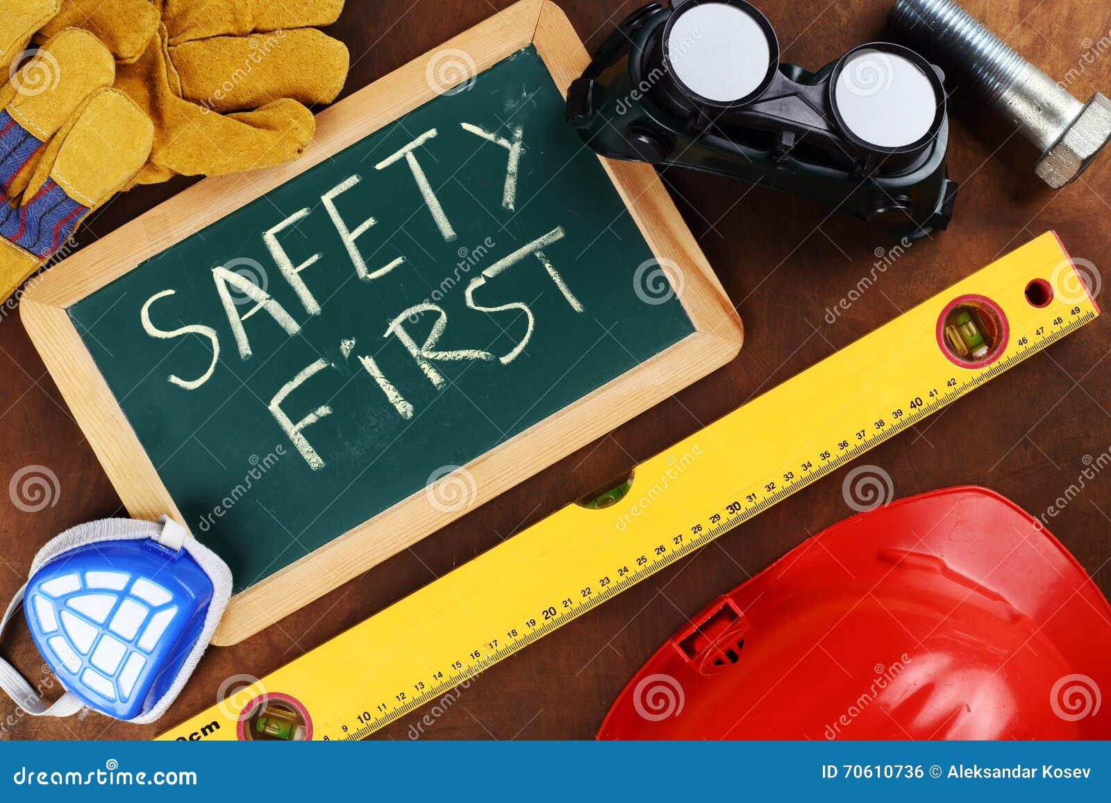 Safety first concept stock photo. Image of goggles, industry - 70610736