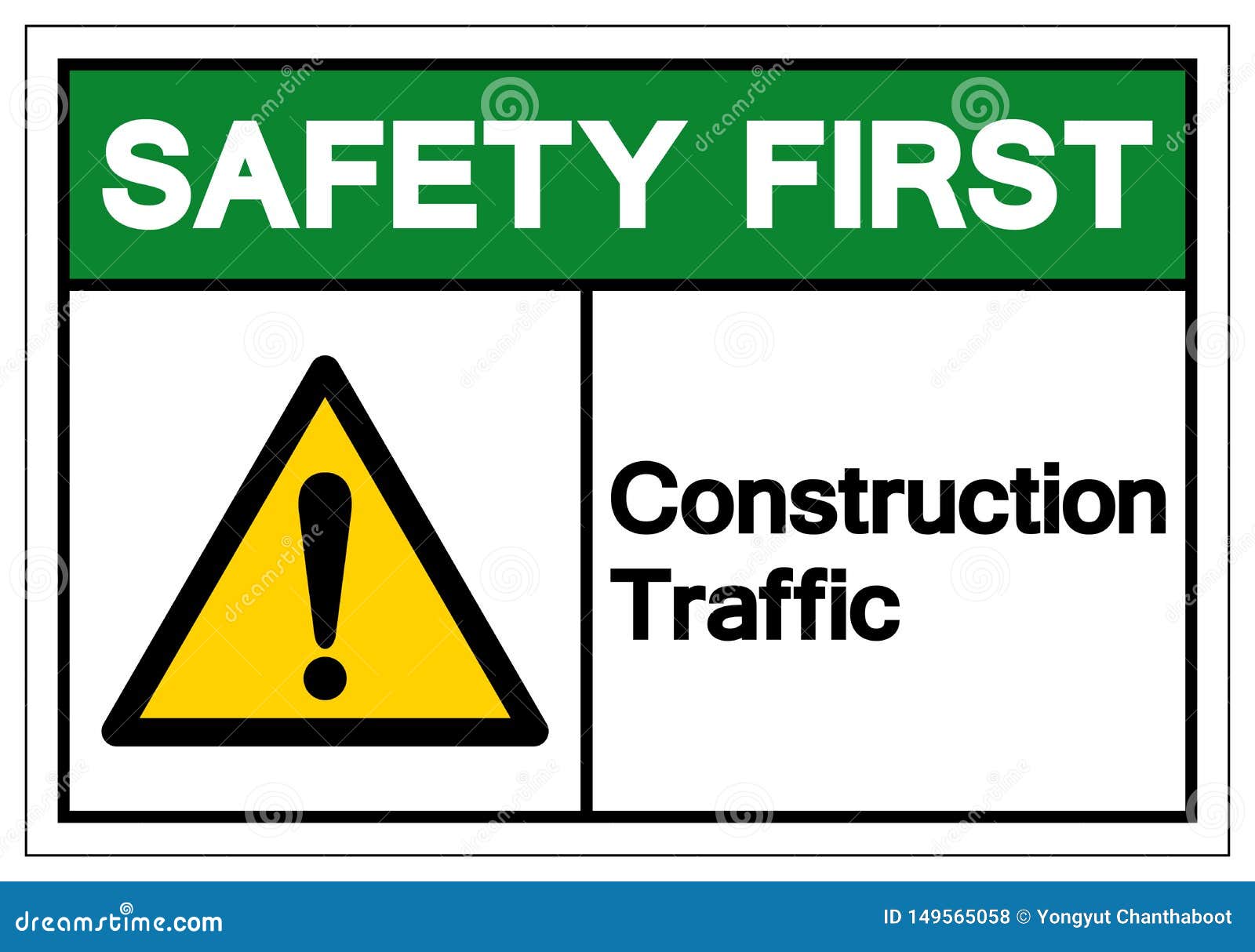 Safety First Construction Traffic Symbol Sign, Vector Illustration ...