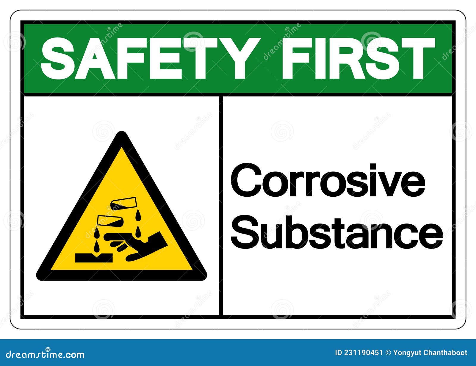 Corrosive Substance Sign On White Background. Beware Corrosive ...