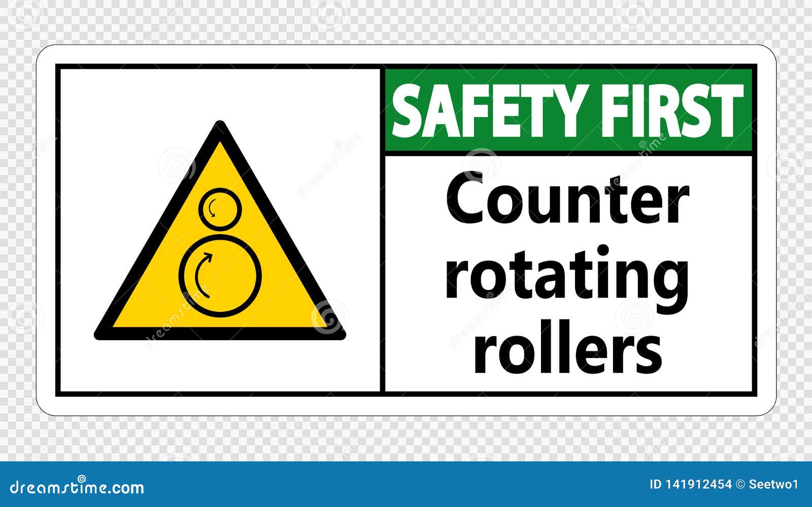 Symbol Safety First Counter Rotating Rollers Sign on Transparent ... Symbol Safety First Counter Rotating Rollers Sign on Transparent ...