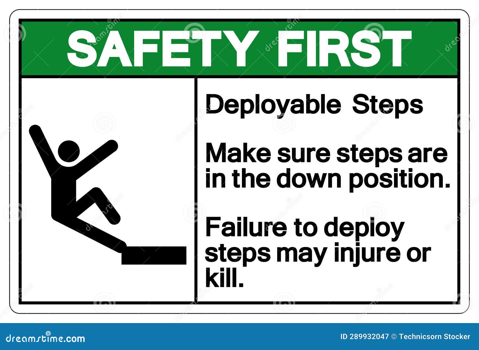 Safety First Deployable Steps Symbol Sign ,Vector Illustration, Isolate ...