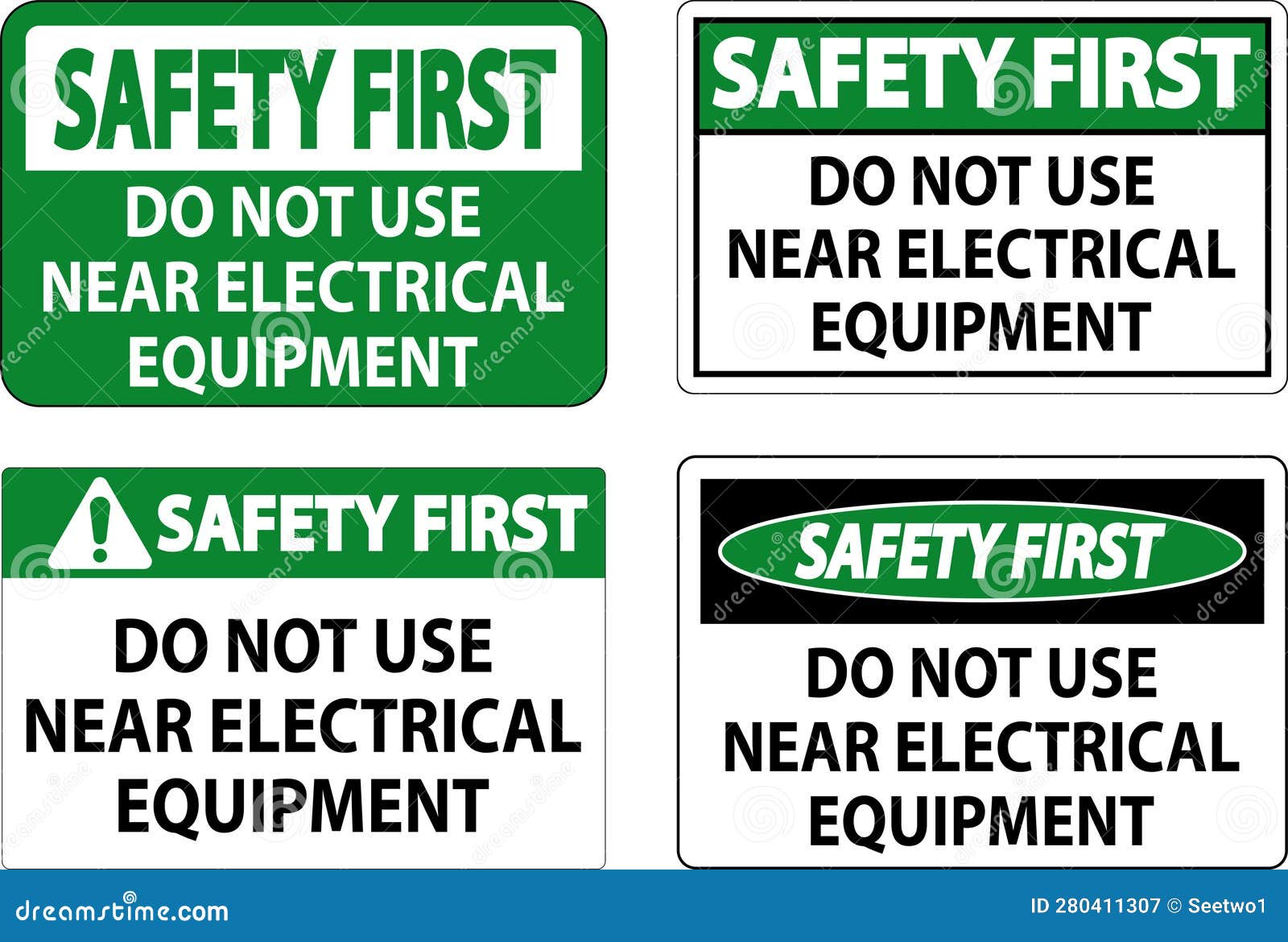 Safety First Do Not Use Near Electrical Equipment Stock Vector ...