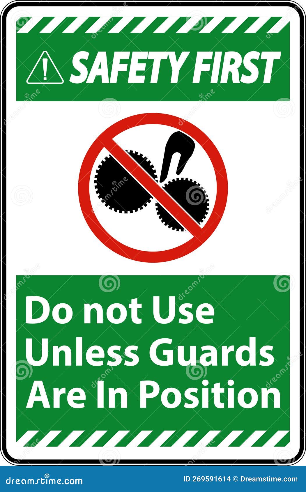 Safety First Do Not Use Unless Guards are in Position Sign Stock ...