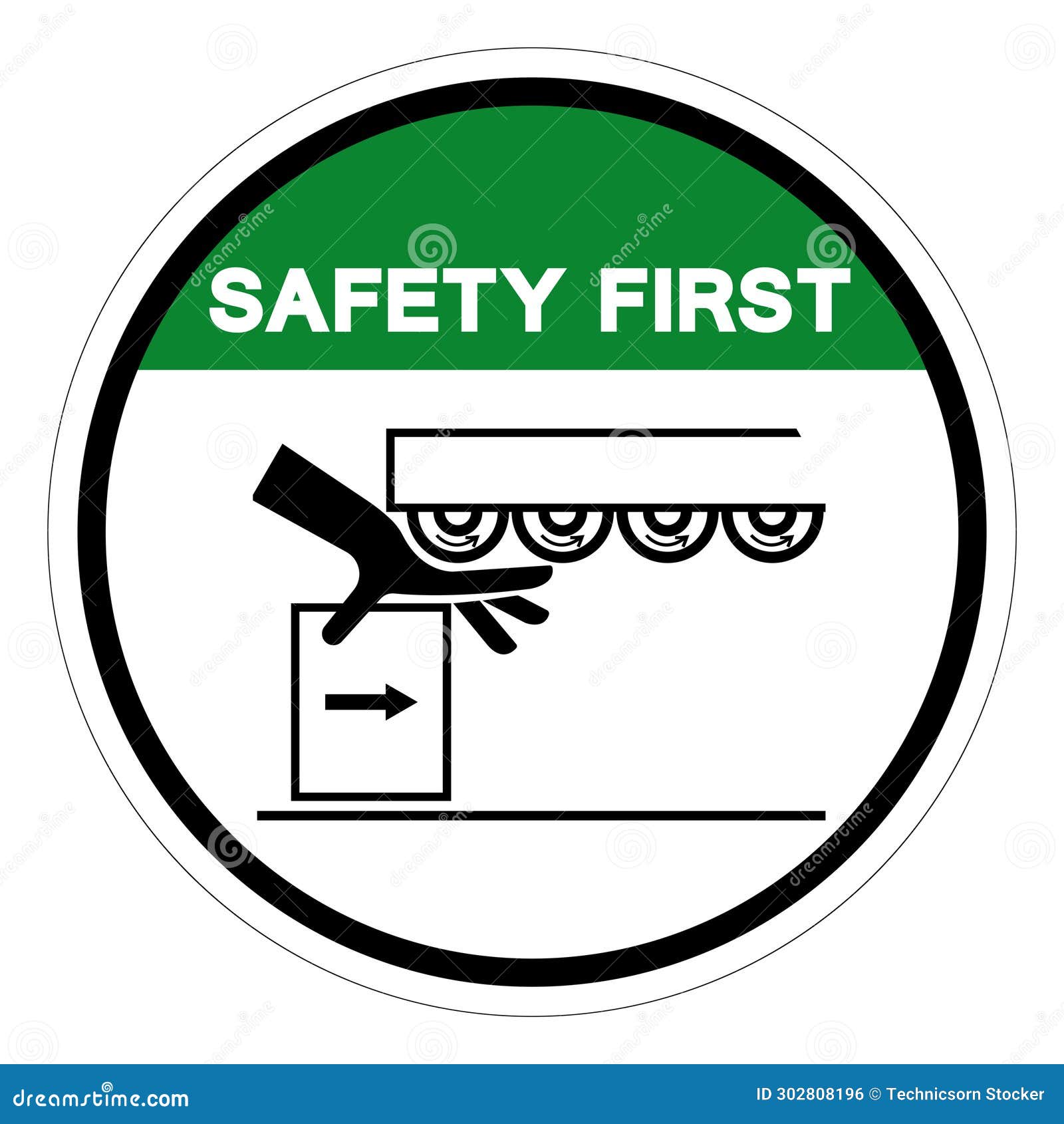 Safety First Drawing in Hand Crush Hazard Symbol Sign, Vector ...