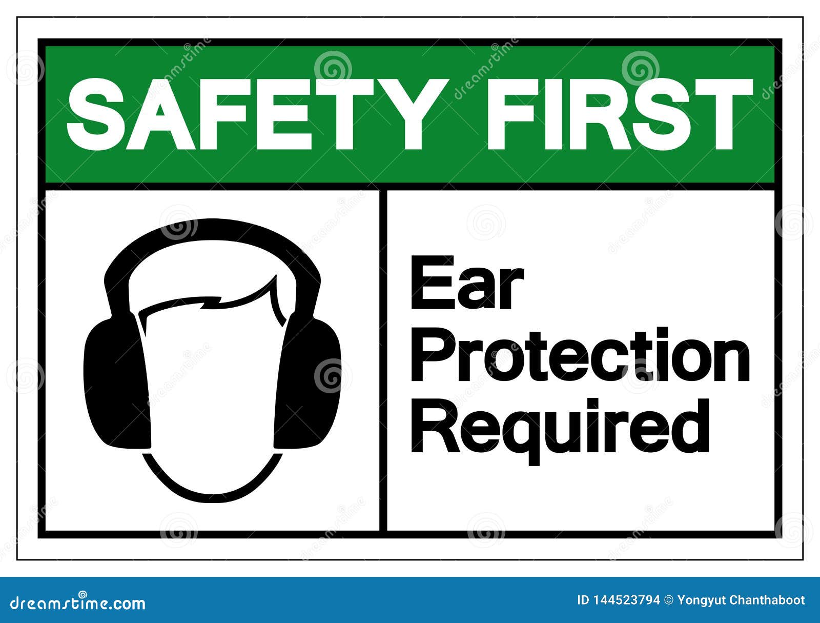 Safety First Ear Protection Required Symbol Sign, Vector Illustration ...