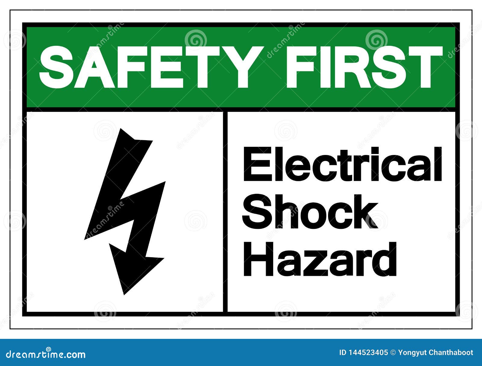 Safety First Electrical Shock Hazard Symbol Sign, Vector Illustration ...
