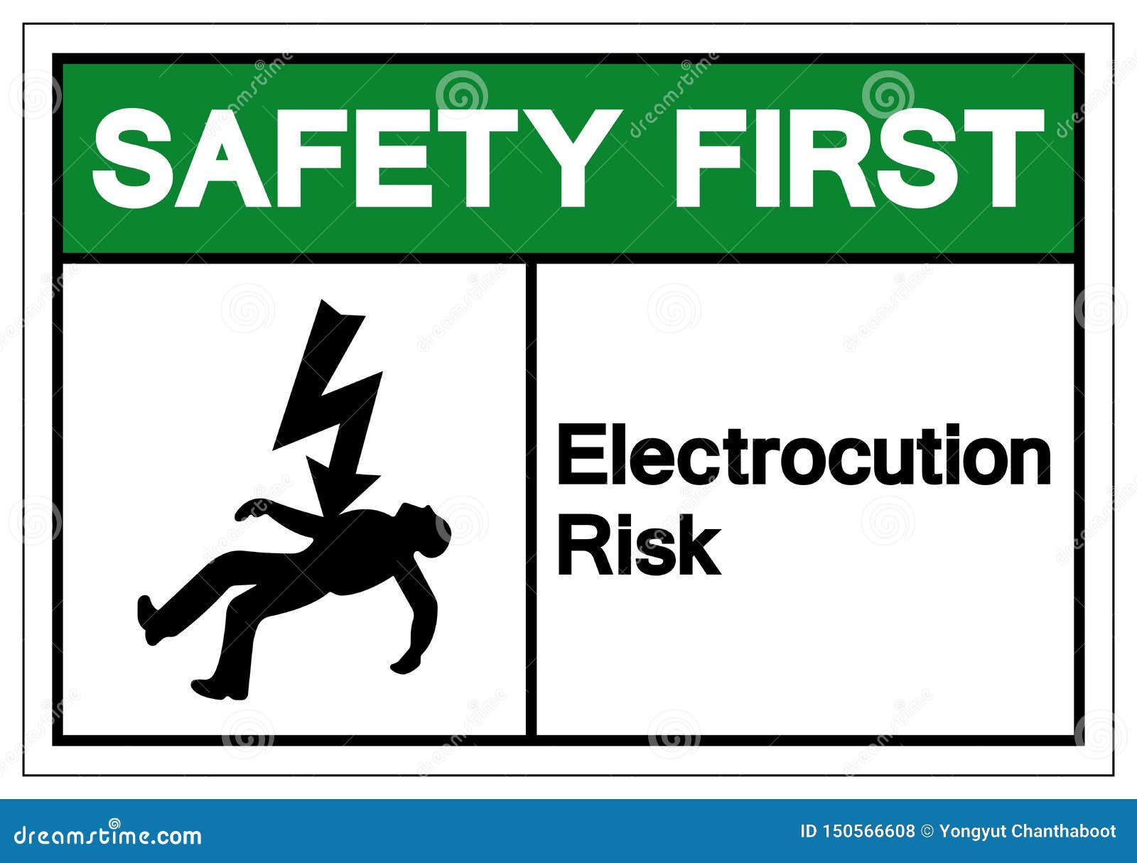 Safety First Electrocution Risk Symbol Sign, Vector Illustration, on ...