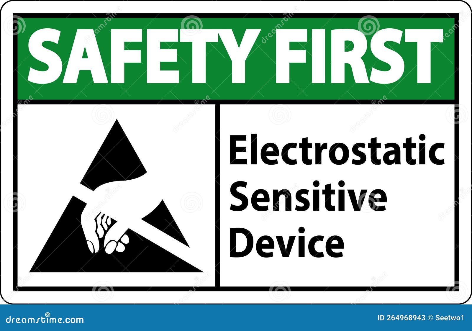 Safety First Electrostatic Sensitive Device Sign on White Background ...