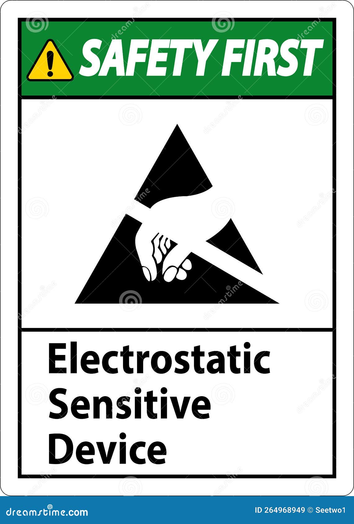 Safety First Electrostatic Sensitive Device Sign on White Background ...