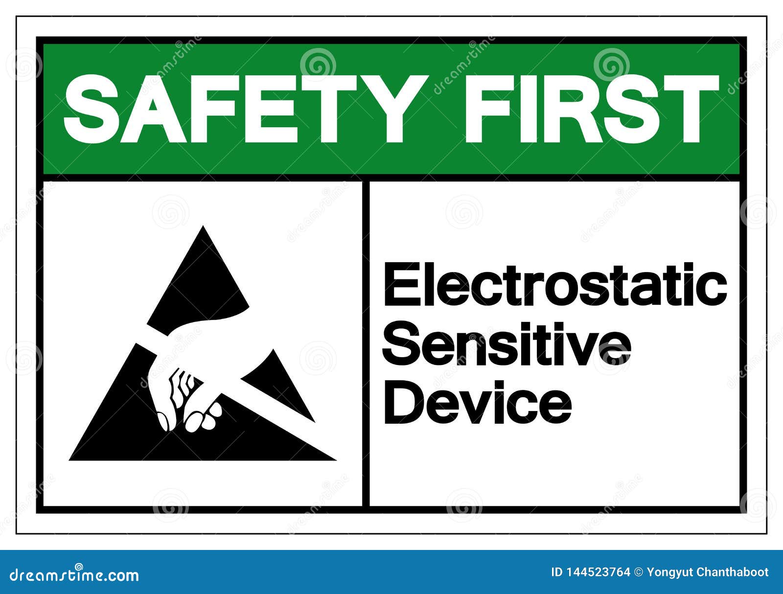 Safety First Electrostatic Sensitive Device Symbol Sign, Vector ...