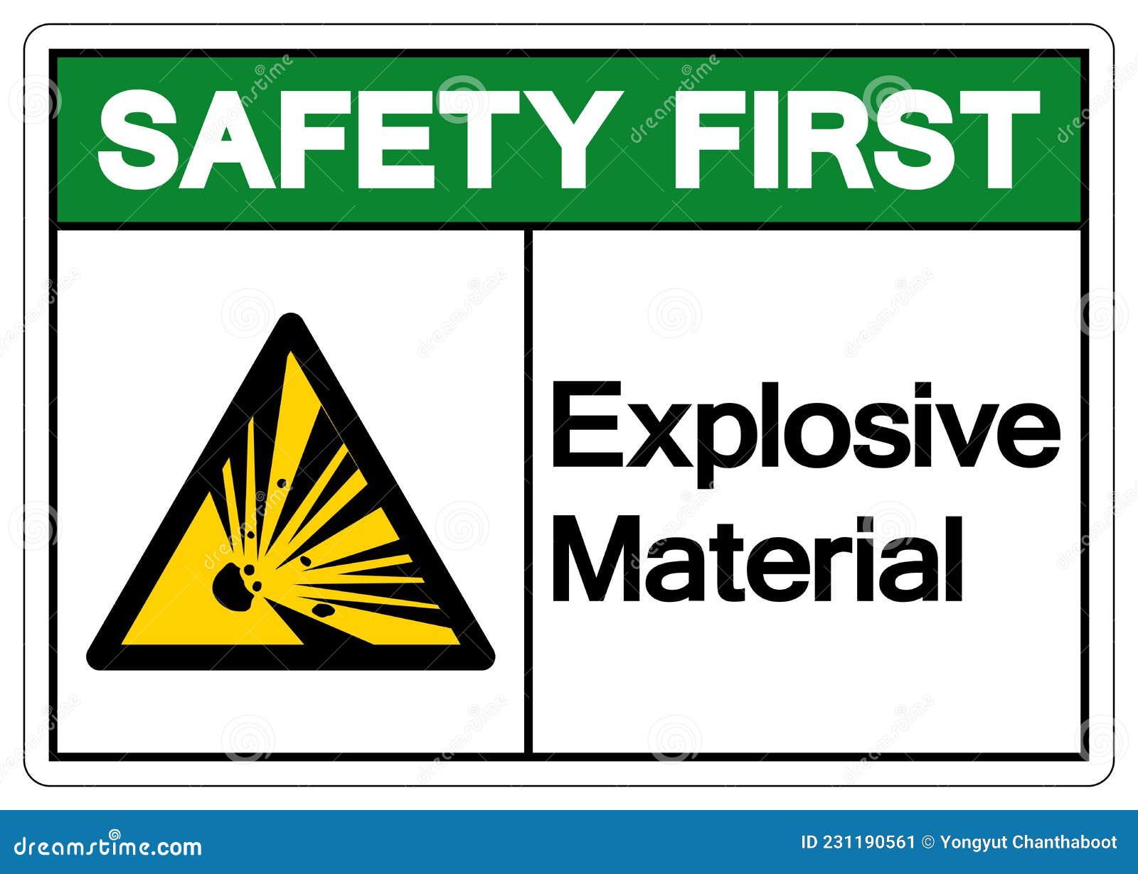 Safety First Explosive Material Symbol, Vector Illustration, Isolate ...