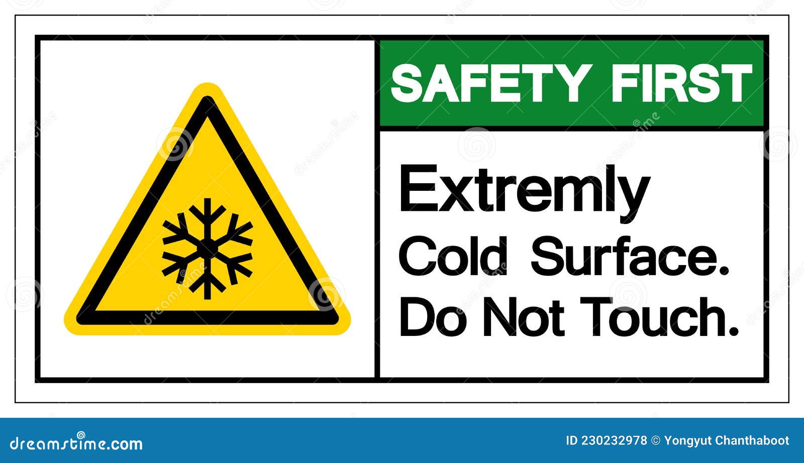Safety First Extremely Cold Surface Do Not Touch Symbol, Vector ...