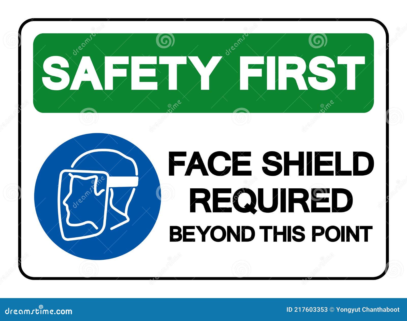 Safety First Face Shield Required Beyond this Point Symbol Sign,Vector ...