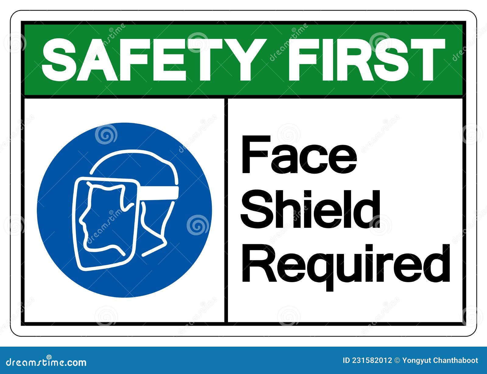 Safety First Face Shield Required Symbol Sign,Vector Illustration ...
