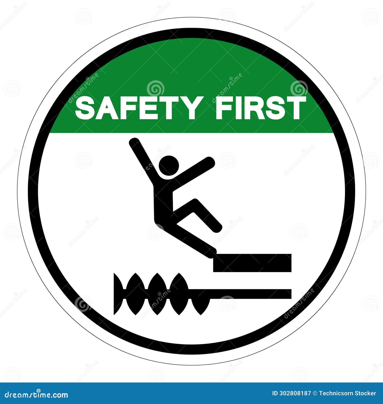 Safety First Falling of Moving Machinery Hazard Symbol Sign, Vector ...