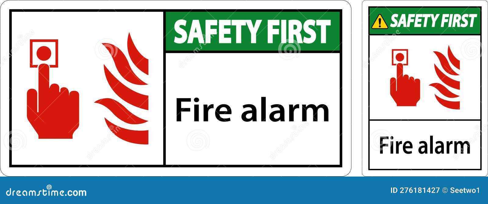 Safety First Fire Alarm Sign on White Background Stock Vector ...