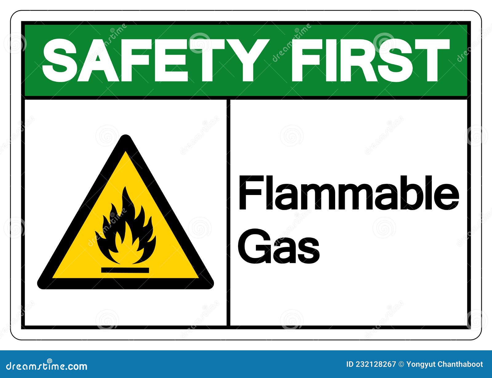 Safety First Flammable Gas Symbol, Vector Illustration, Isolate on ...