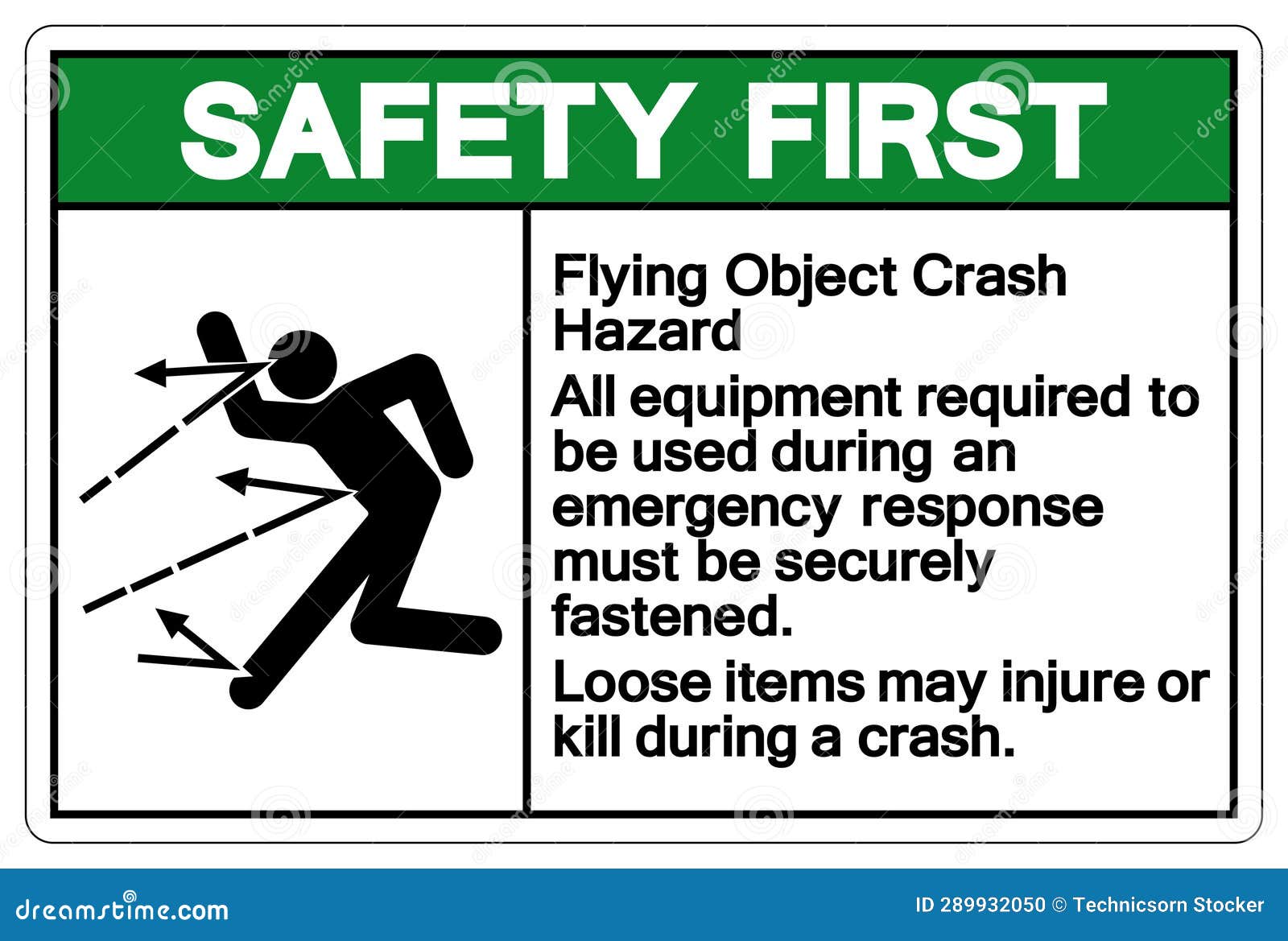 Safety First Flying Object Crash Hazard Symbol Sign ,Vector ...