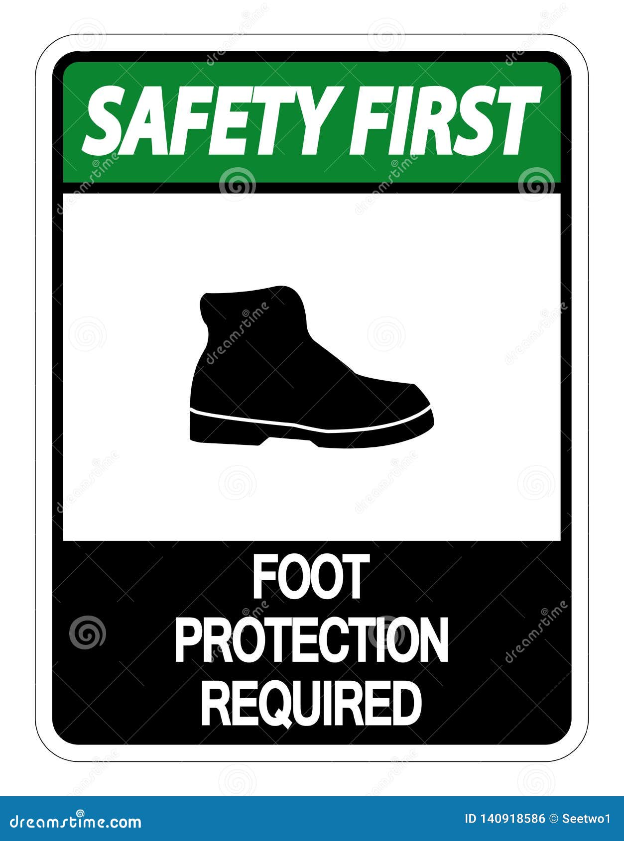 Symbol Safety First Foot Protection Required Sign on White Background ...