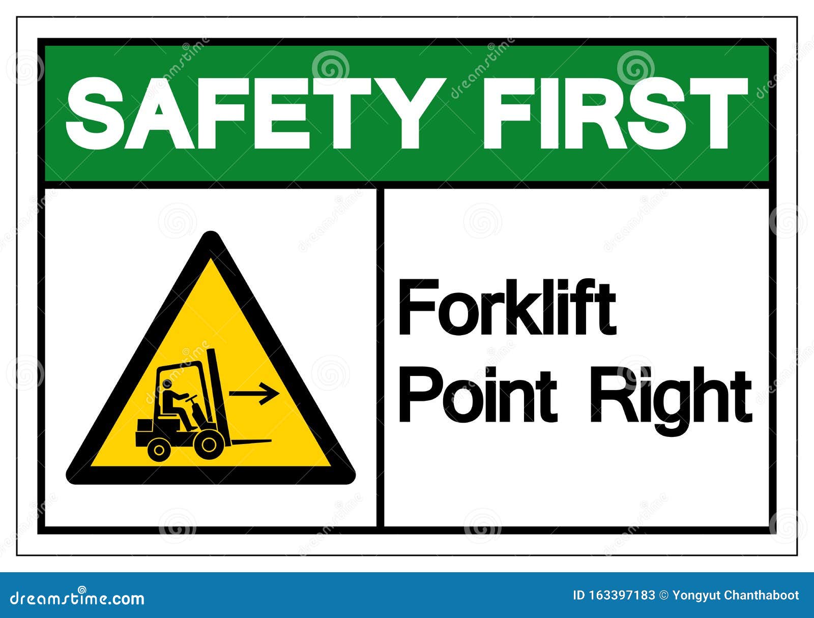 Safety First Forklift Point Right Symbol Sign, Vector Illustration ...