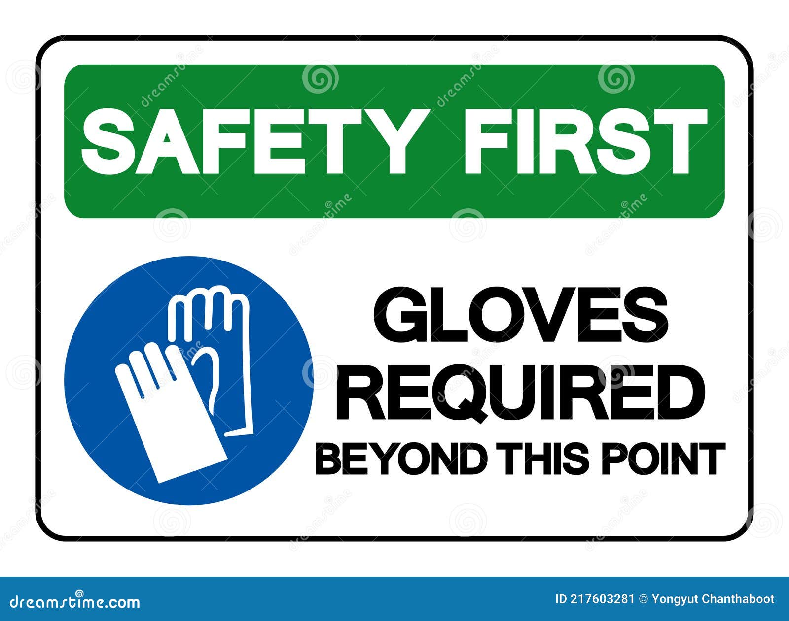Safety First Gloves Required Beyond this Point Symbol Sign, Vector ...