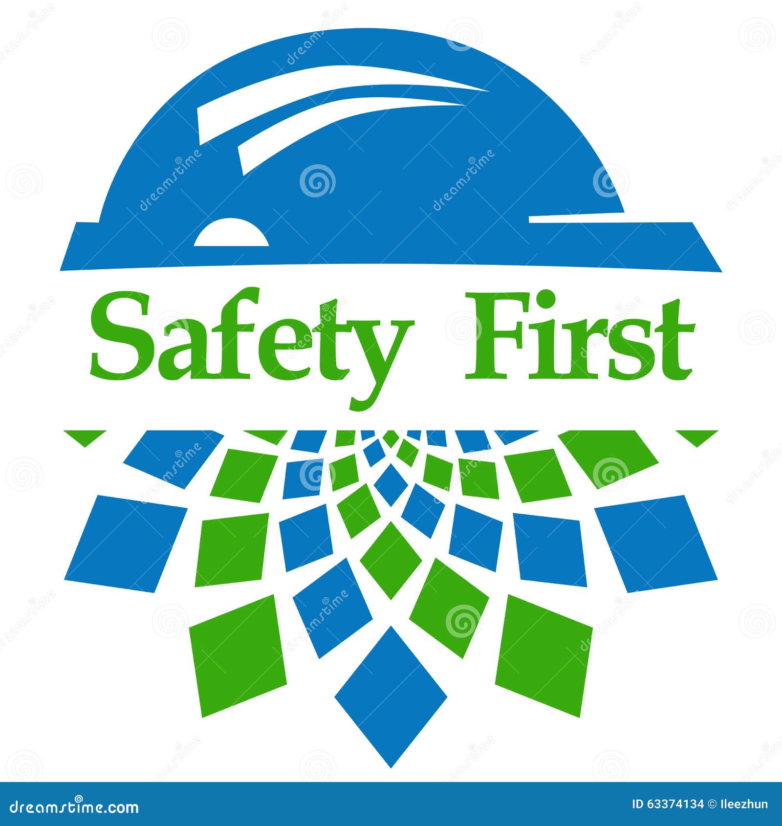 Safety First Green Blue Square Elements Stock Illustration ...