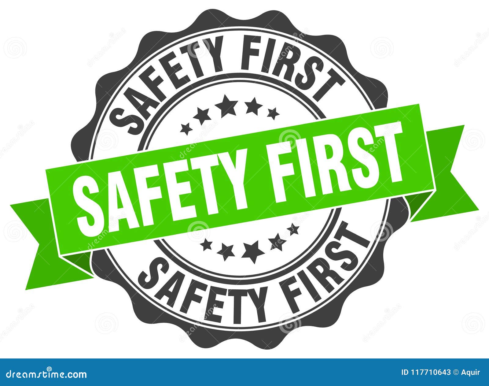 Safety first stamp stock vector. Illustration of sticker - 117710643