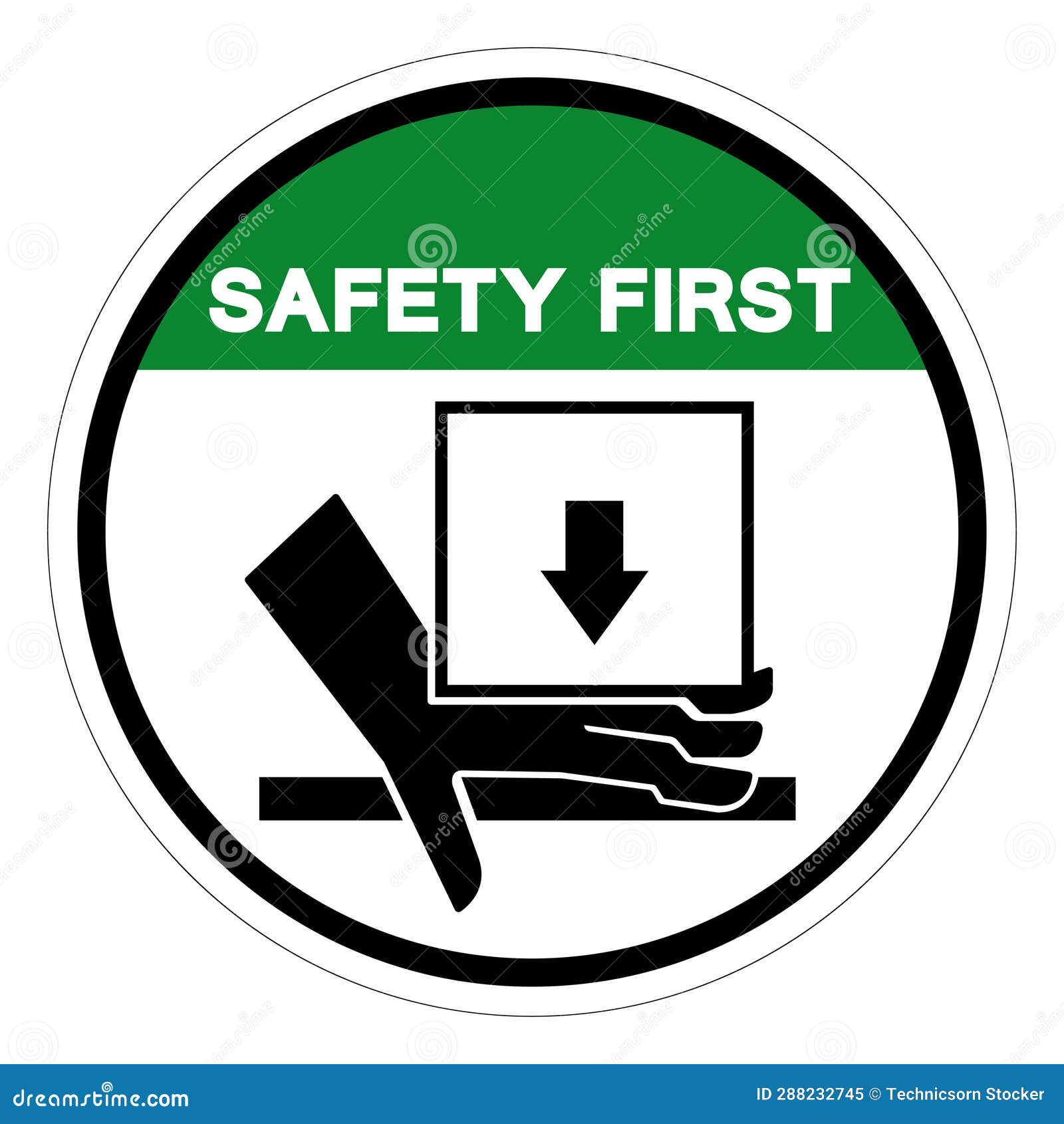 Safety First Hand Crush Force from Above Symbol Sign, Vector ...