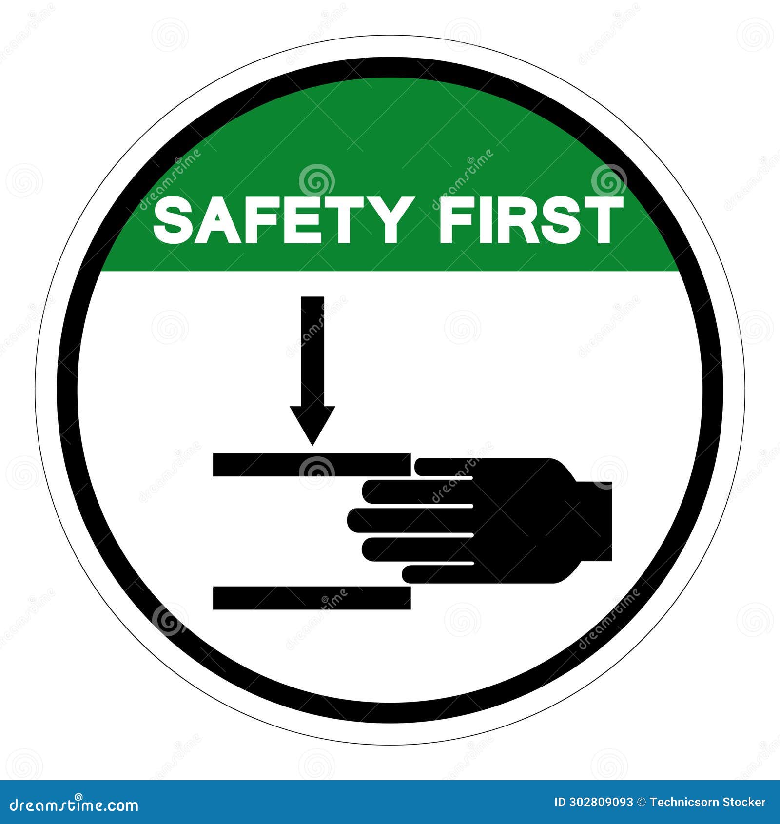 Safety First Hand Crush Force from Above Symbol Sign, Vector ...