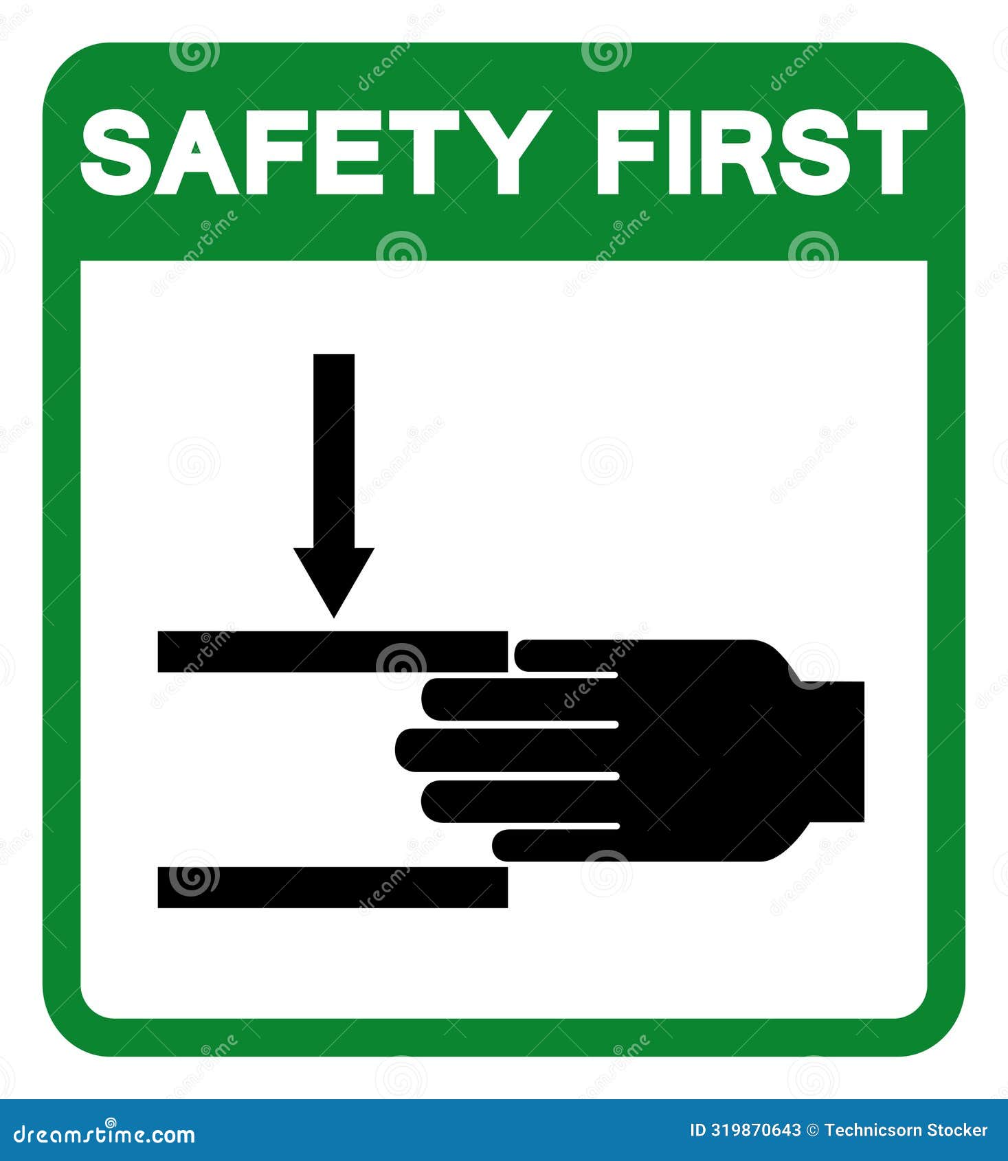 Safety First Hand Crush Force from Above Symbol Sign, Vector ...