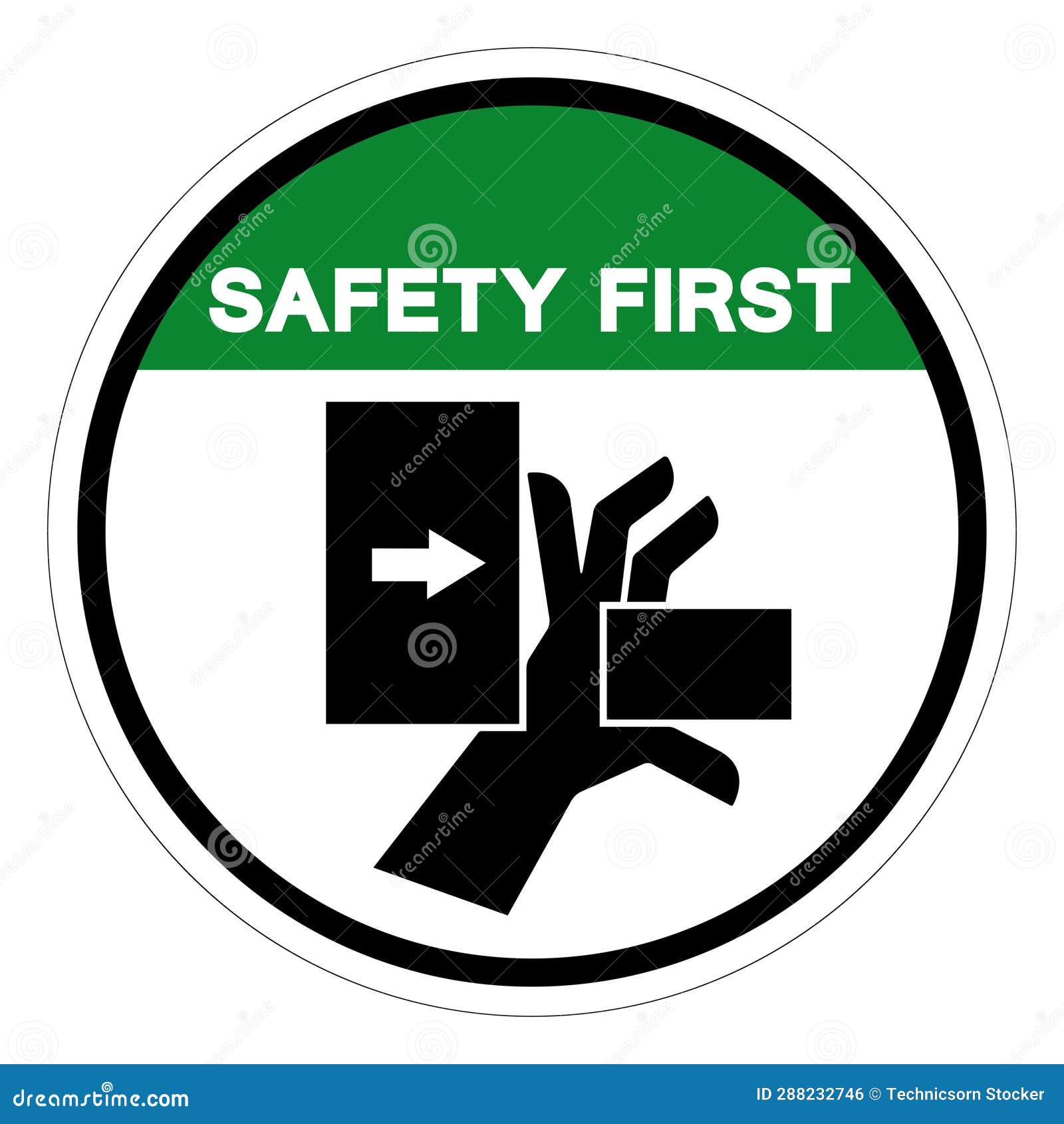 Safety First Hand Crush Force from Left Symbol Sign, Vector ...