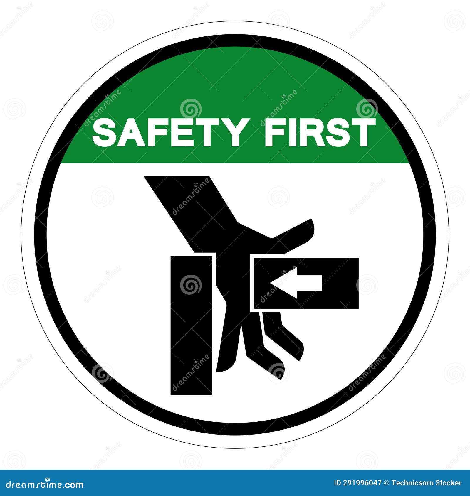 Safety First Hand Crush Force from Right Symbol Sign, Vector ...