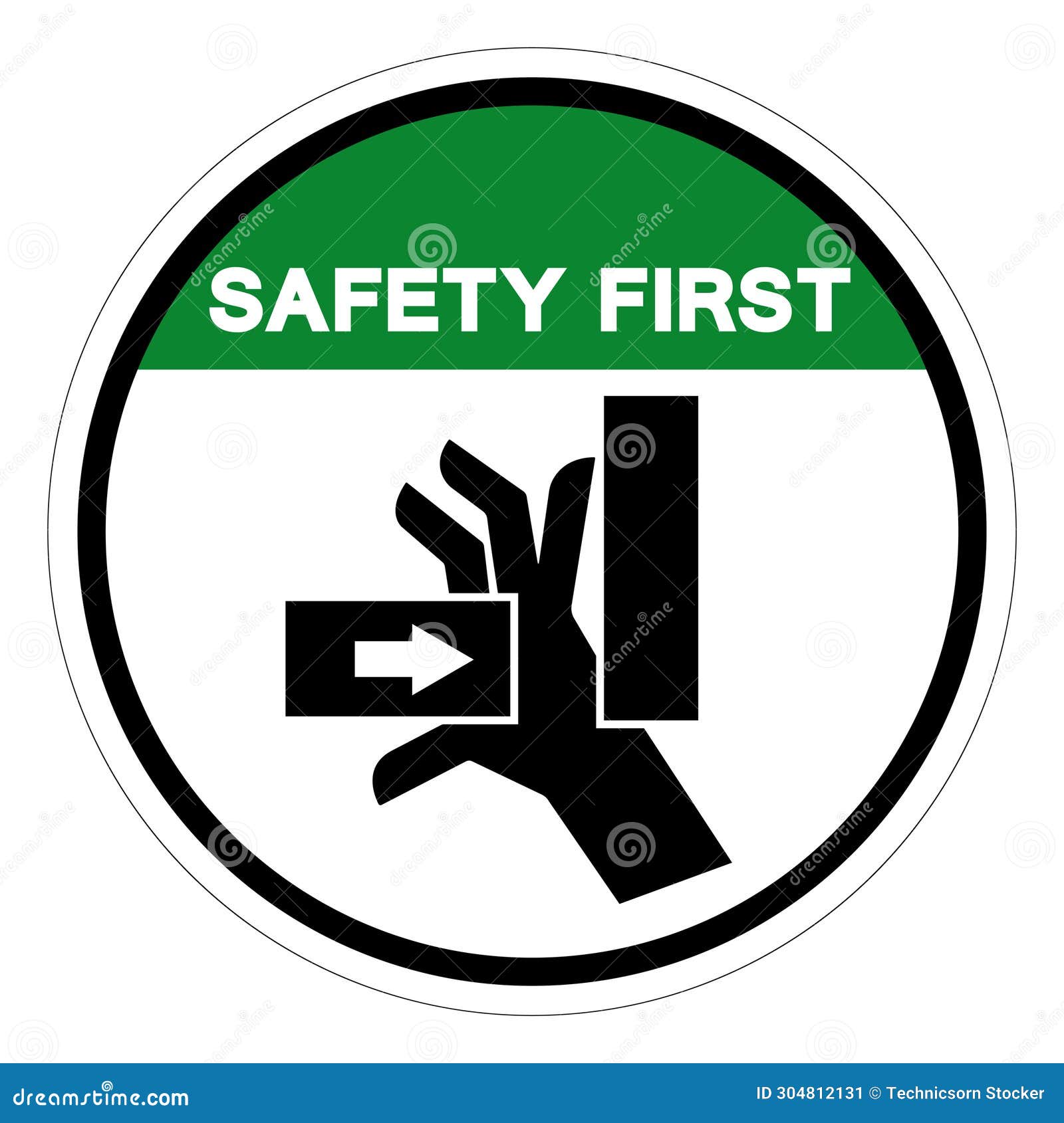 Safety First Hand Crush Force from Right Symbol Sign, Vector ...