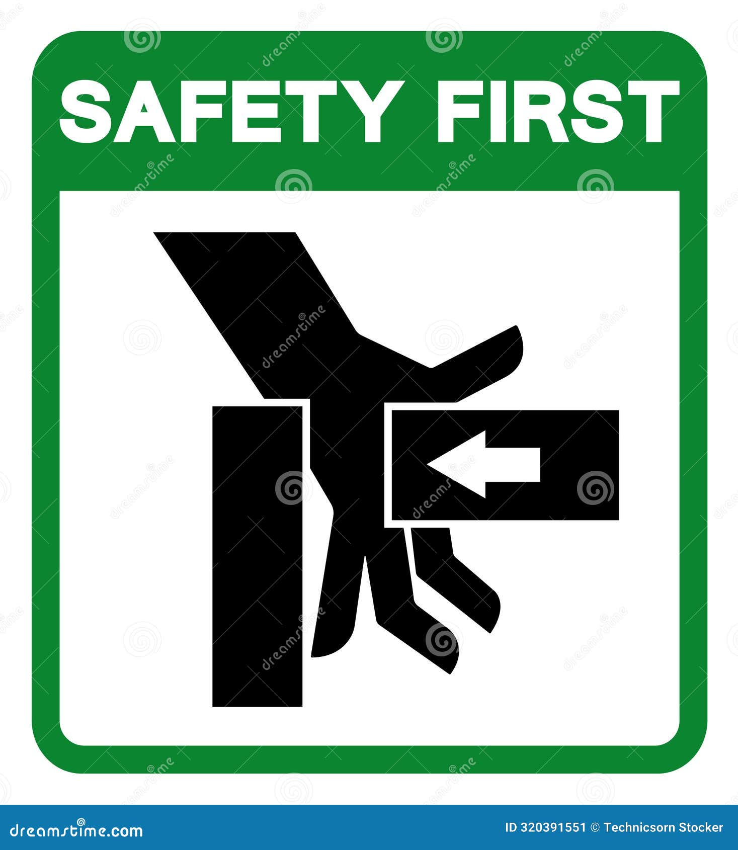 Safety First Hand Crush Force from Right Symbol Sign, Vector ...