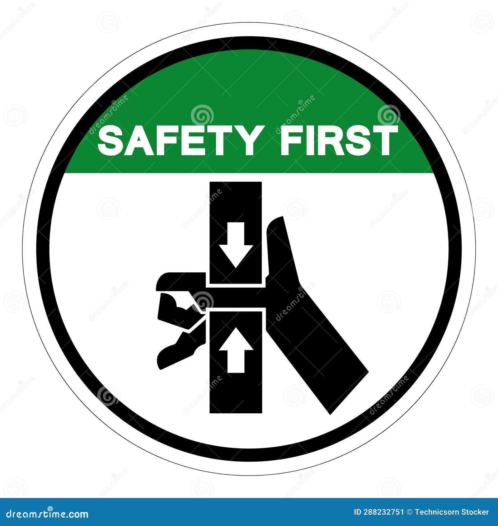 Safety First Hand Crush Force from Top and Bottom Symbol Sign, Vector ...