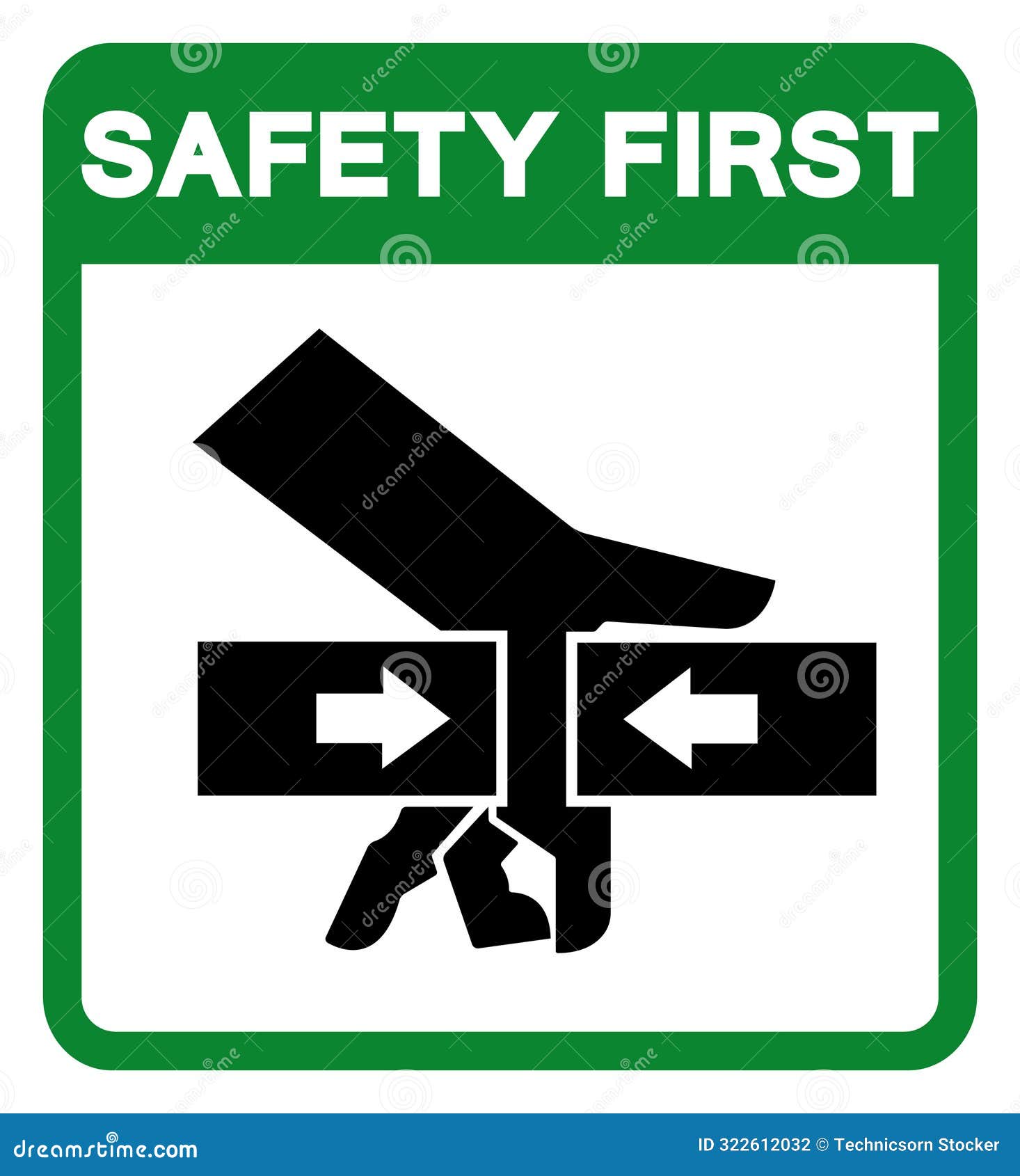 Safety First Hand Crush Force from Two Sides Symbol Sign, Vector ...