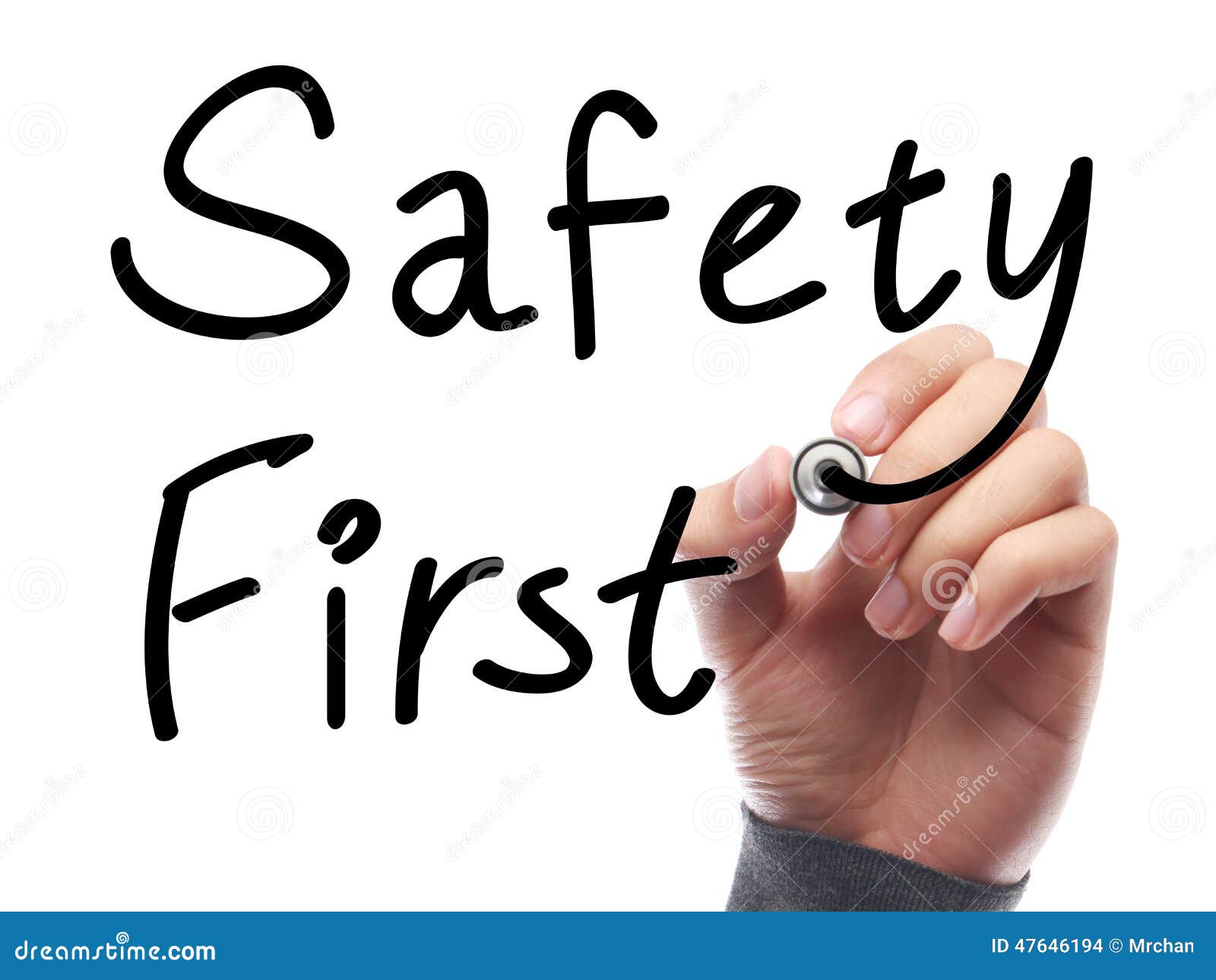 Safety First stock photo. Image of caution, marker, board - 47646194