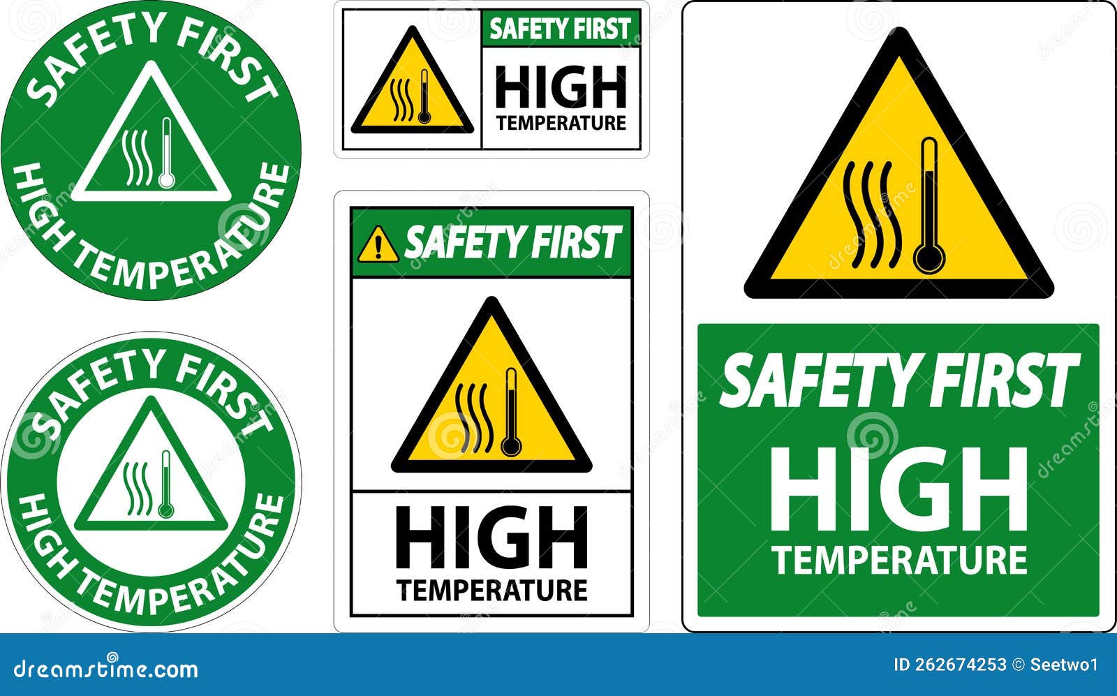 Safety First High Temperature Symbol and Text Safety Sign Stock Vector ...