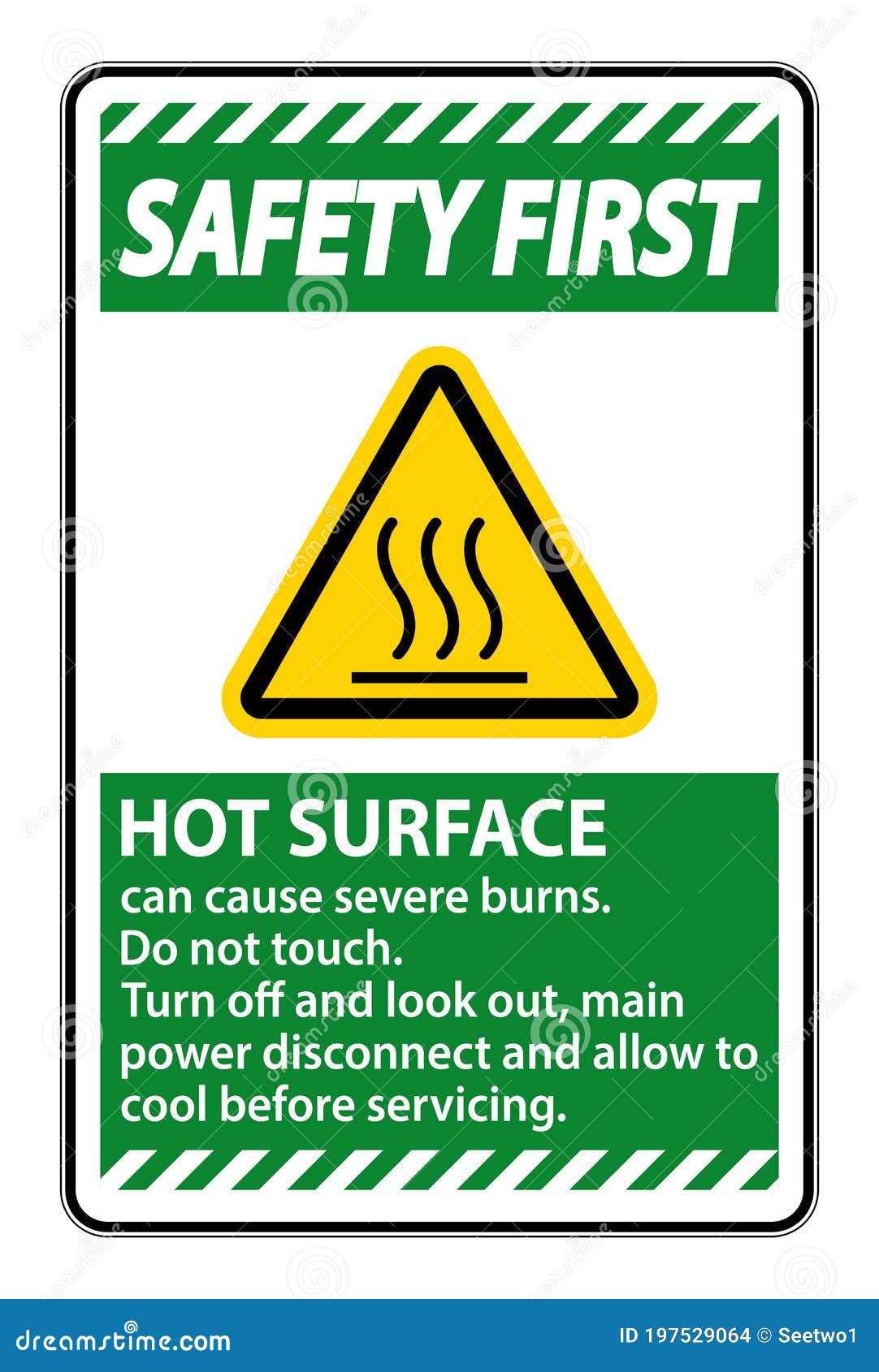 Safety First Hot Surface Sign on White Background Stock Vector ...