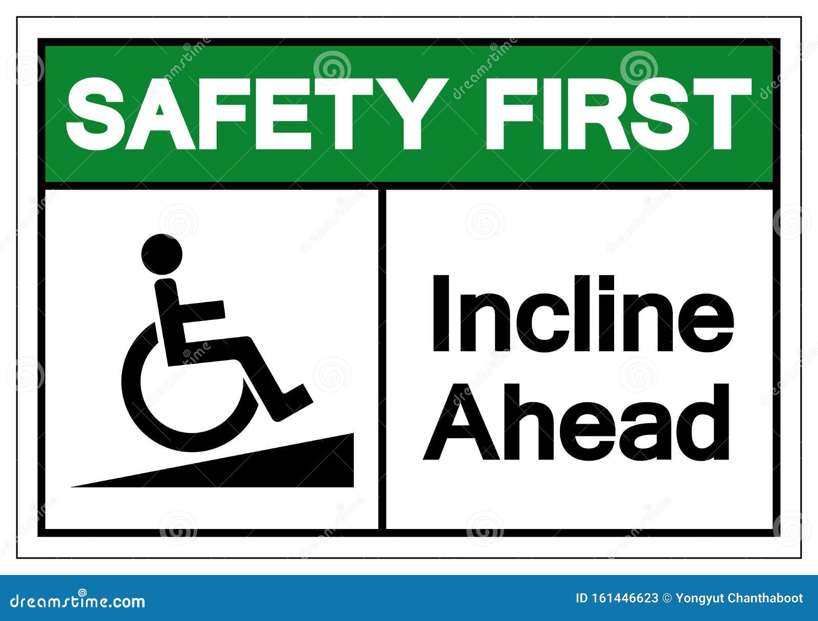 Safety First Incline Ahead Symbol Sign ,Vector Illustration, Isolate on ...