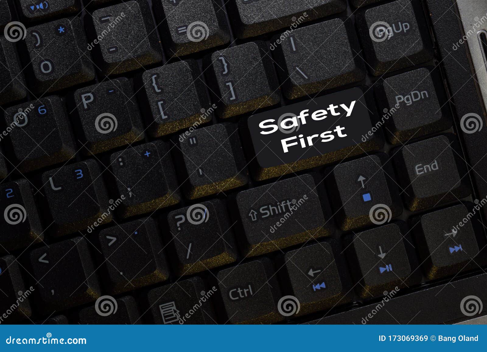 Safety First Isolated on Laptop Keyboard Background Stock Image - Image ...
