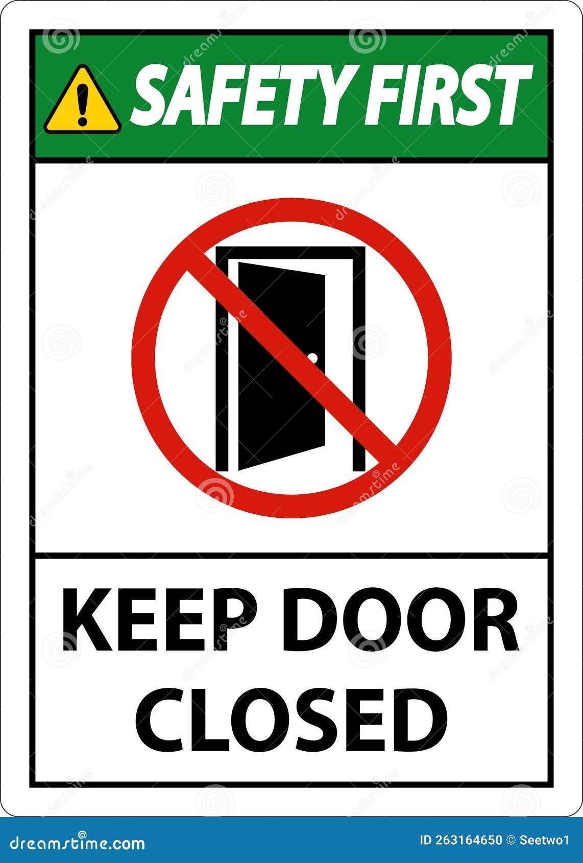 Safety First Keep Door Closed Sign on White Background Stock Vector ...