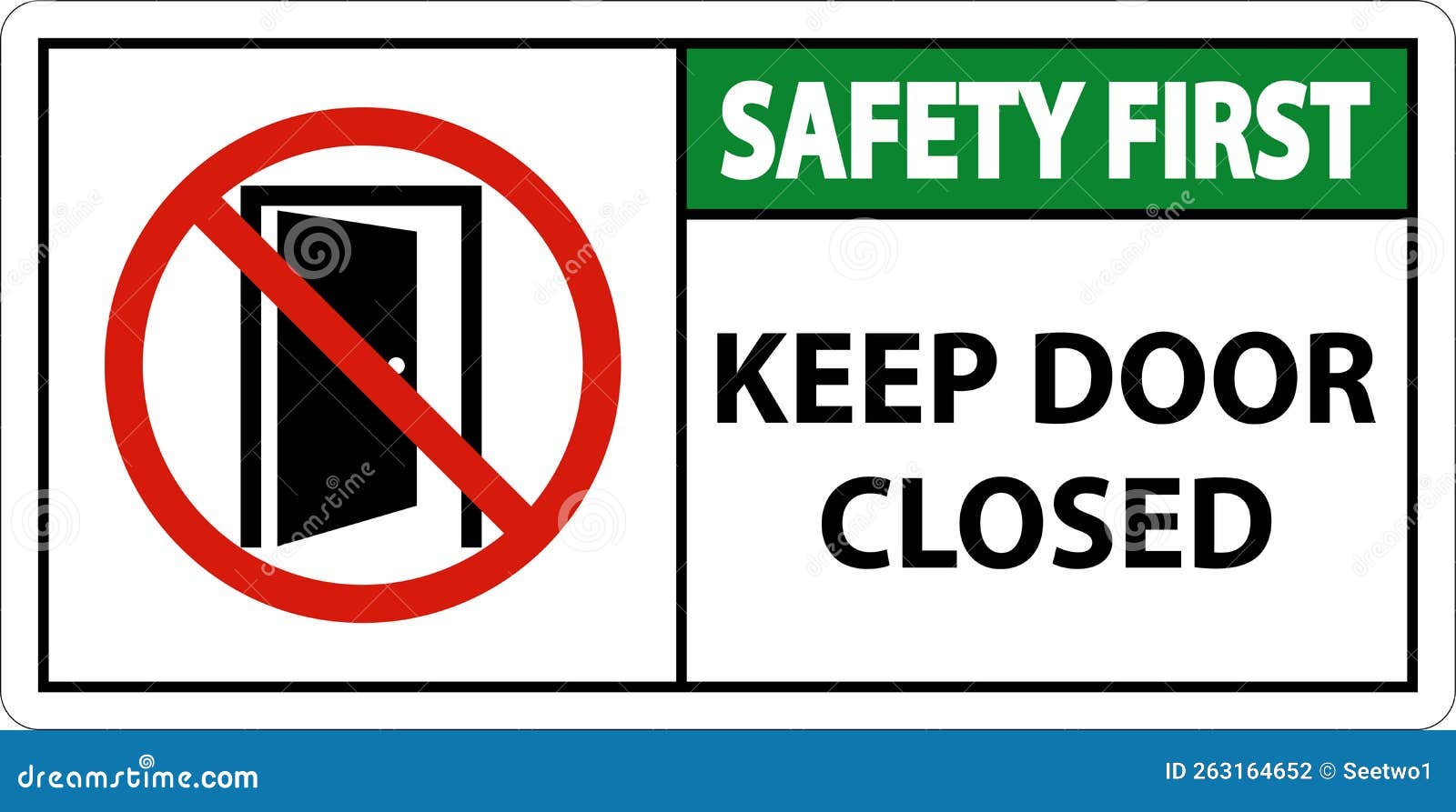 Safety First Keep Door Closed Sign on White Background Stock Vector ...