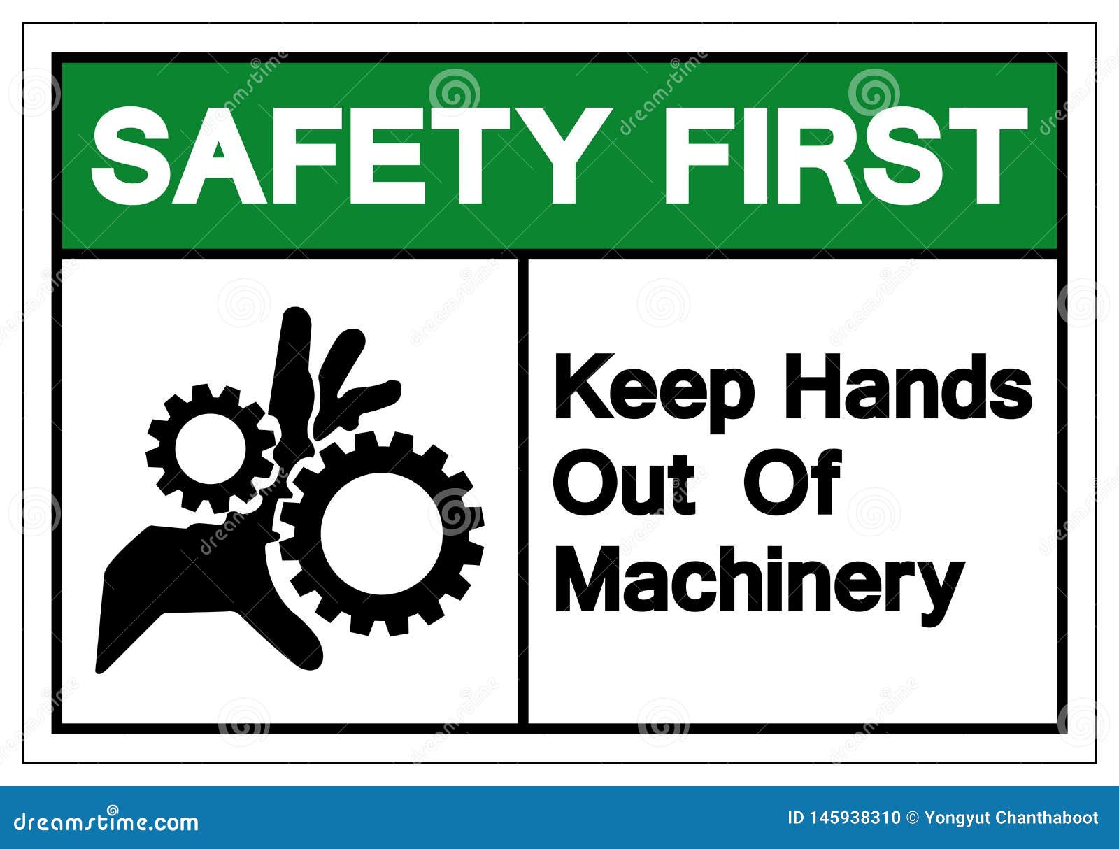 Safety First Keep Hands Out of Machinery Symbol Sign, Vector ...