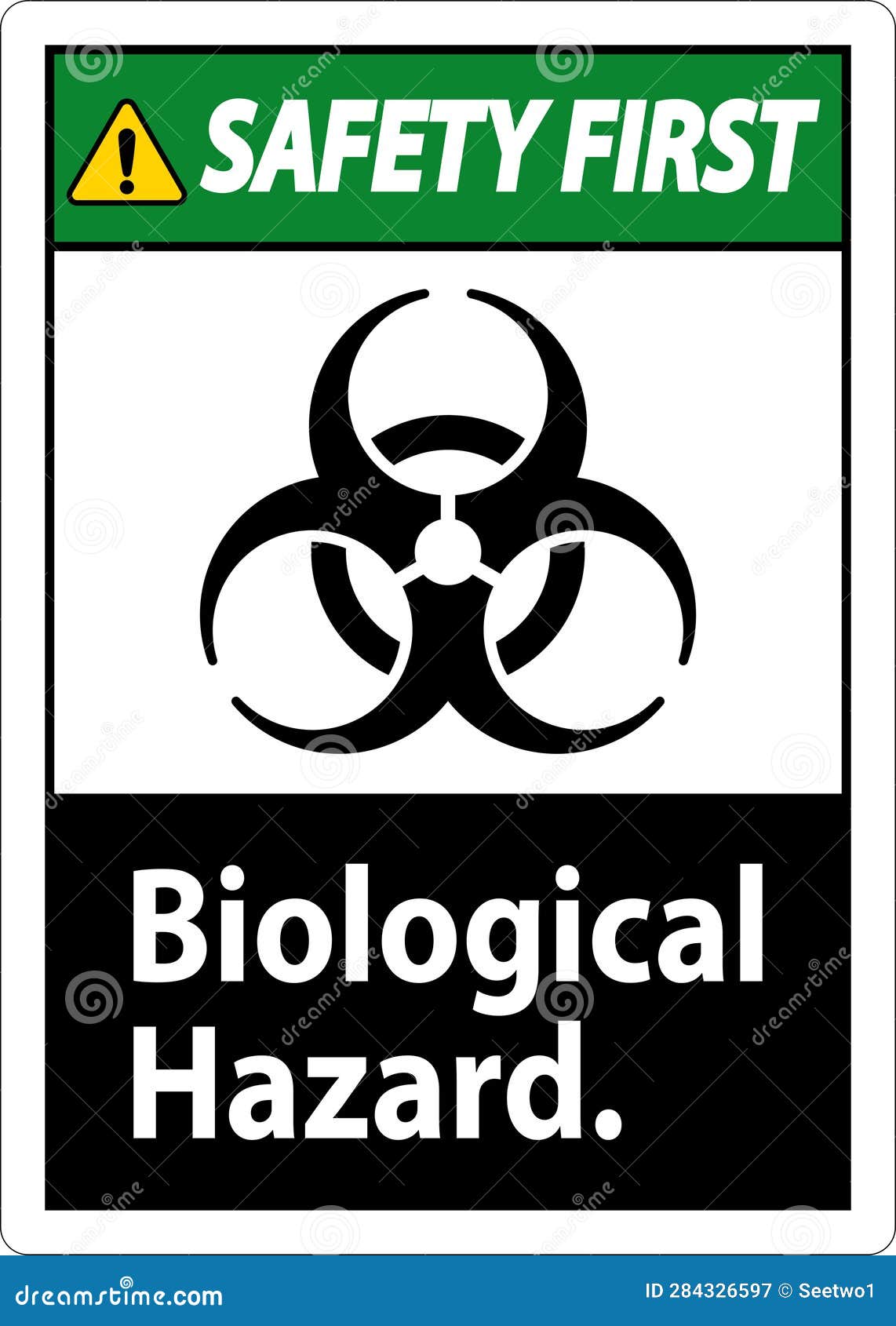 Safety First Label Biological Hazard on White Background Stock Vector ...