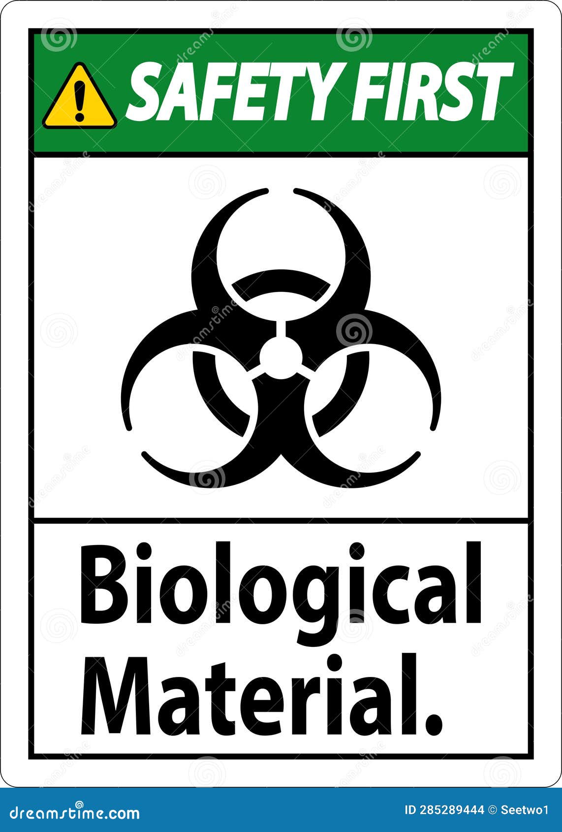 Safety First Label Biological Material Sign Stock Vector - Illustration ...