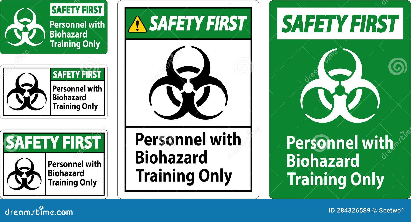 Safety First Label Personnel with Biohazard Training only Stock Vector ...