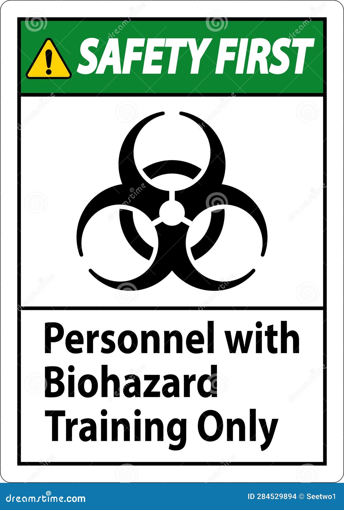 Safety First Label Personnel with Biohazard Training only Stock Vector ...