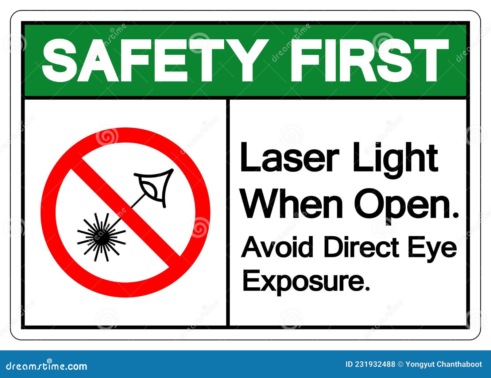 Safety First Laser Light when Open Avoid Direct Eye Exposure Symbol ...